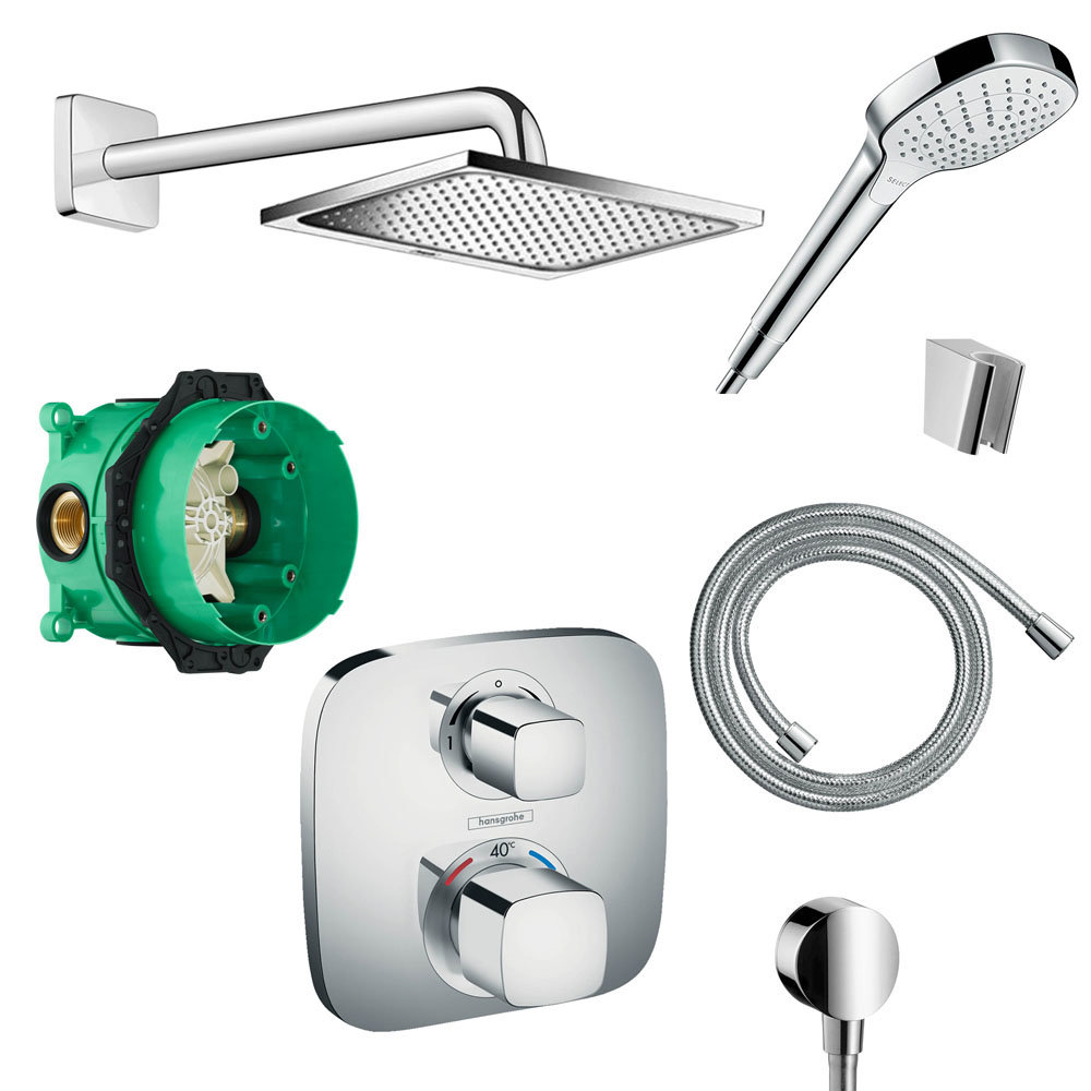 hansgrohe Square Complete Shower Set with Wall Mounted Shower Handset ...