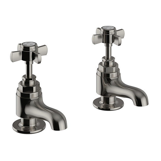 Heritage Dawlish Bath Pillar Taps - Brushed Nickel - TDCN01
