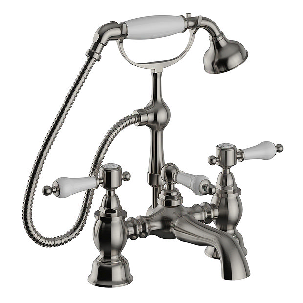Heritage Glastonbury Bath Shower Mixer - Brushed Nickel - TGRCN02