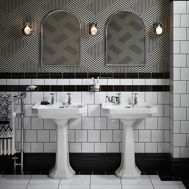 Heritage Granley Deco 2TH Basin & Pedestal | Victorian Plumbing.co.uk