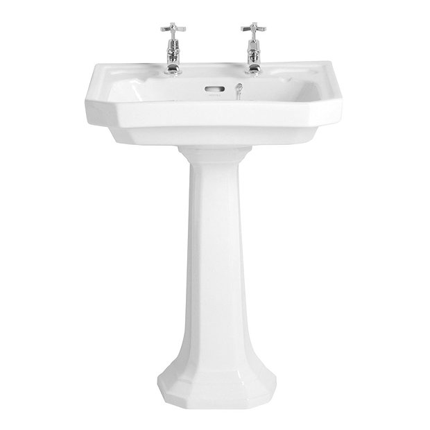 Heritage Granley Deco 2TH Basin & Pedestal | Victorian Plumbing.co.uk