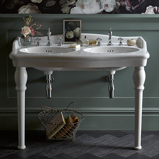 Heritage New Victoria 3TH Double Console Basin & Console Legs | Online