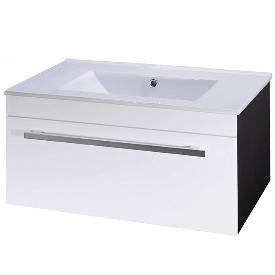 Nova Gloss White & Ebony Brown Wall Mounted Basin Unit at Victorian ...