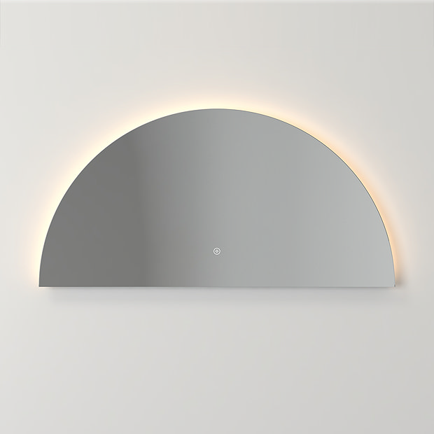 Horizon LED Backlit Semi-Circular Mirror 1000 x 500mm with Anti-Fog and ...