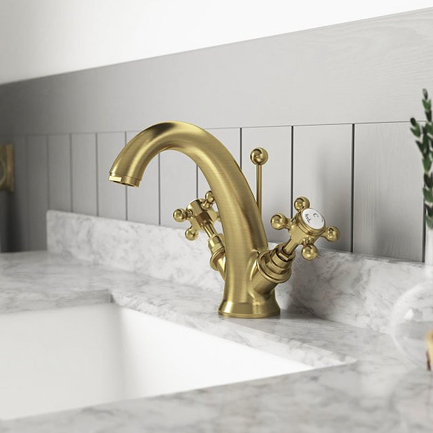 Hudson Reed Brass Topaz Crosshead Mono Basin Mixer w. Pop-Up Waste ...