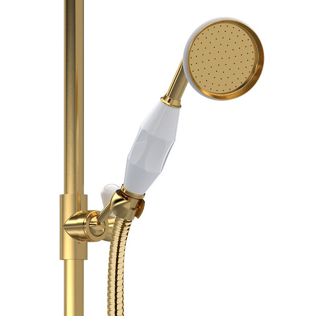 Hudson Reed Brushed Brass Thermostatic Shower Valve & Rigid Riser Kit ...