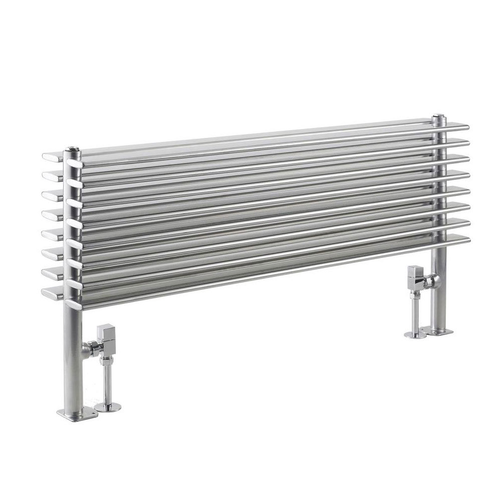 Hudson Reed Fin Horizontal Double Panel Radiator - High Gloss Silver ...