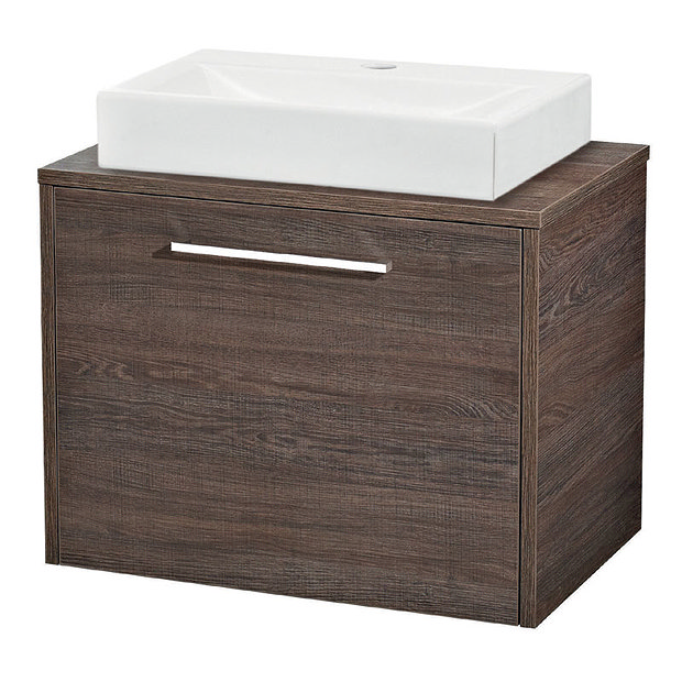 Hudson Reed - Horizon 600mm 1 Drawer Cabinet and Worktop - Mid Sawn Oak ...