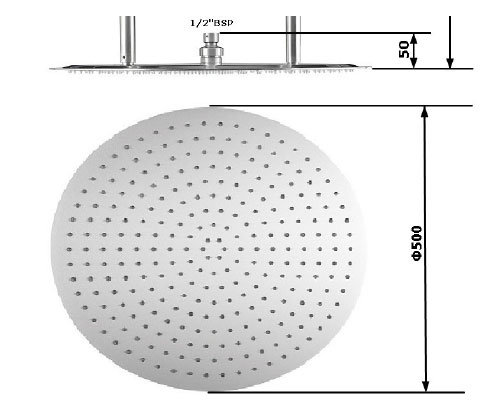 Hudson Reed - Round Ceiling Mounted Shower Head - 500mm Diameter ...