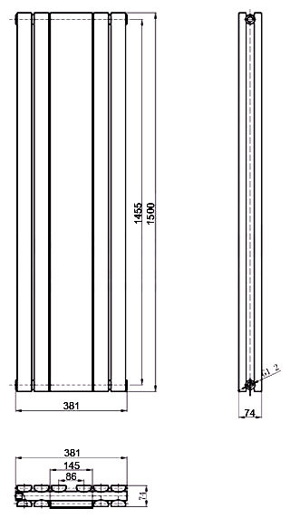 Hudson Reed Sloane Double Panel Radiator with Mirror 1500 x 381mm ...