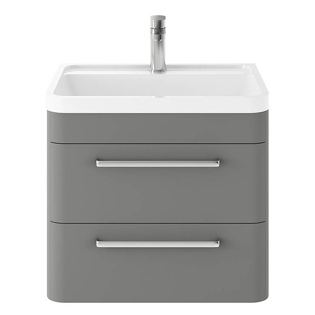 Hudson Reed Solar 600mm Wall Hung Cabinet & Basin - Cool Grey - SOL202