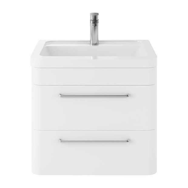 Hudson Reed Solar 600mm Wall Hung Cabinet & Basin - Pure White - SOL102