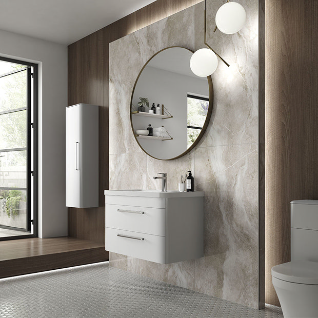 Hudson Reed Solar 800mm Wall Hung Cabinet & Basin - Pure White - SOL104