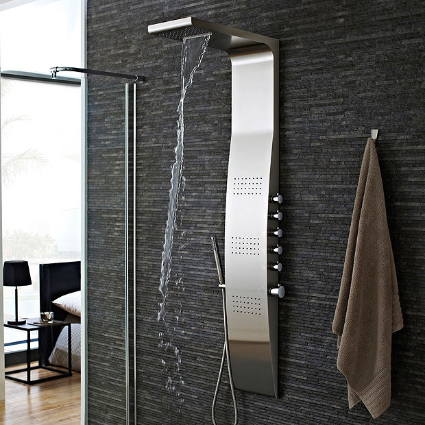 Hudson Reed - Surface Curve Stainless Steel Thermostatic Shower Panel ...