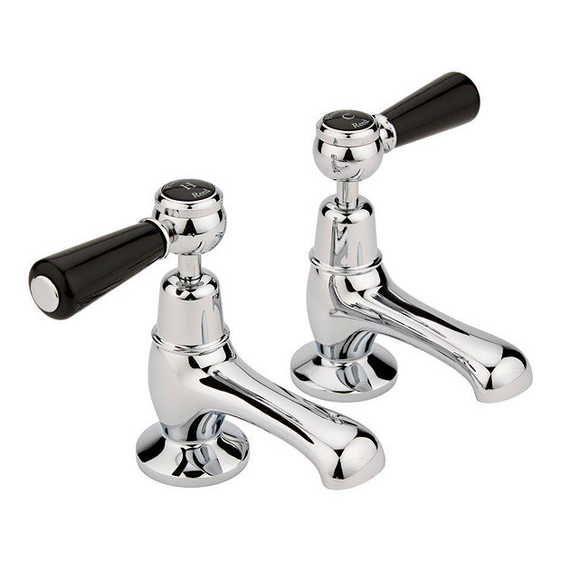 Hudson Reed Topaz Black Lever Basin Taps - BC401DL | Victorian Plumbing UK