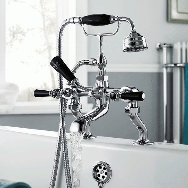 Hudson Reed Topaz Black Lever Deck Mounted Bath Shower Mixer Tap ...