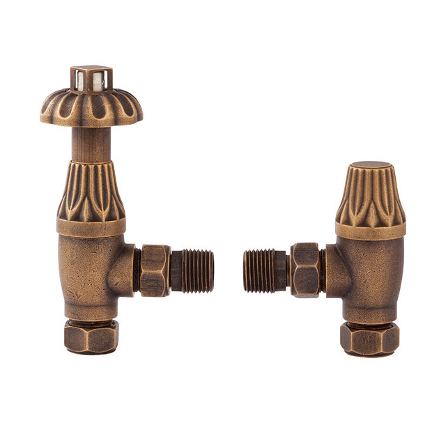 Hudson Reed - Traditional Angled Radiator Valves - Antique Brass ...