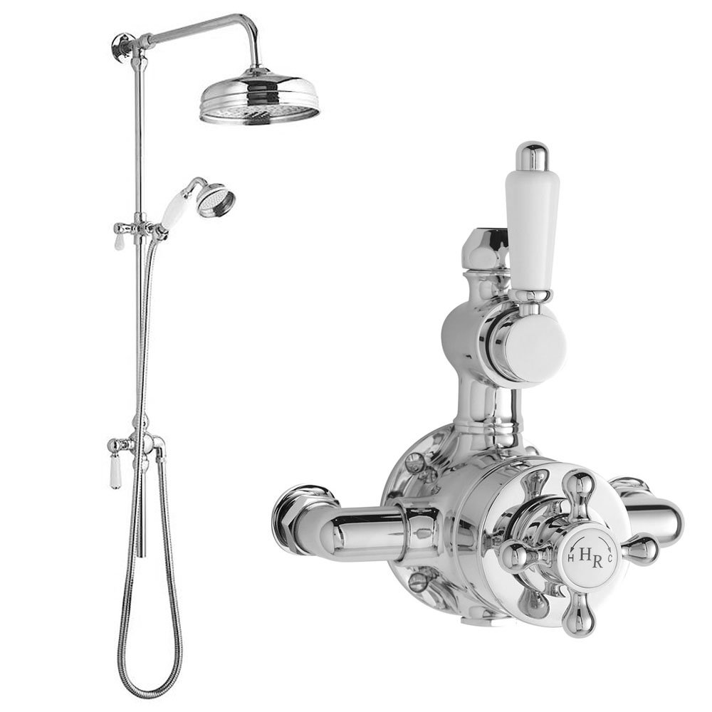 Hudson Reed Twin Shower Valve with Victorian Grand Rigid Riser Kit ...