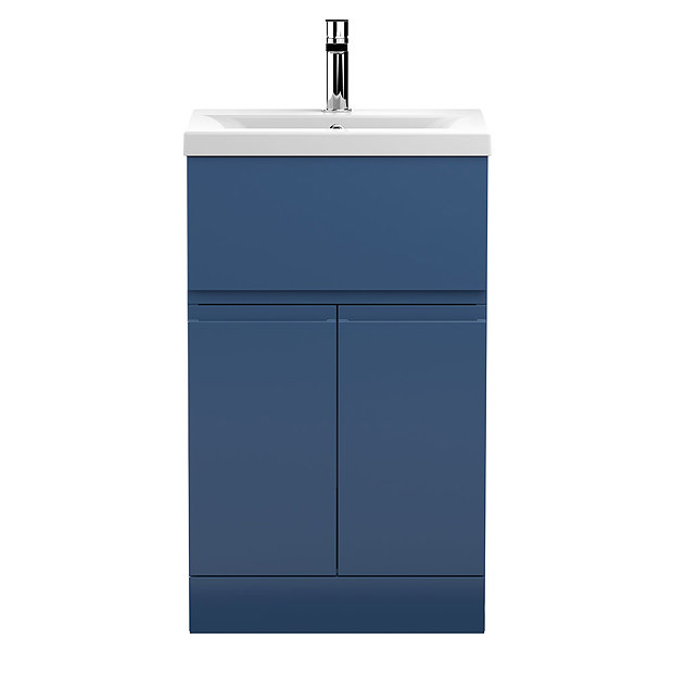 Hudson Reed Urban Satin Blue 500mm Floor Standing 2-Door/Drawer Vanity ...