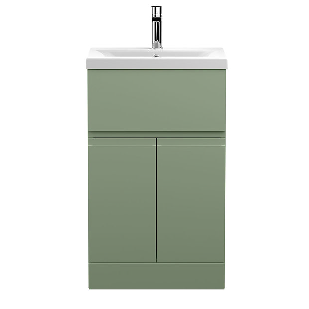 Hudson Reed Urban Satin Green 500mm Floor Standing 2-Door/Drawer Vanity ...