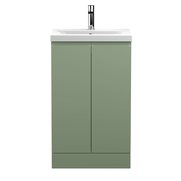 Hudson Reed Urban Satin Green 500mm Floor Standing 2-Door Vanity Unit ...