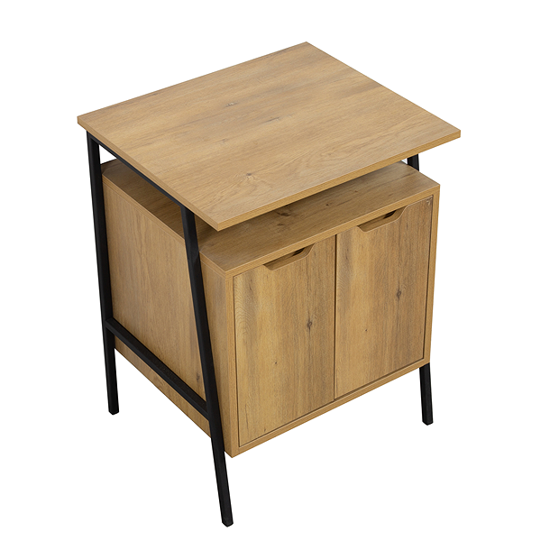 Huxley Oak & Matt Black 600mm Countertop Vanity Unit with Oval Matt ...