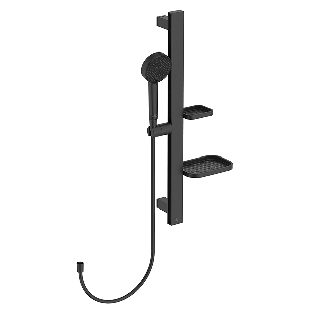 Ideal Standard Alu+ Silk Black Slider Rail with 100mm 2 Function Shower ...