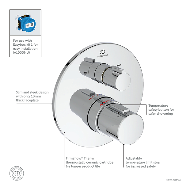 Ideal Standard Ceratherm T100 Chrome Built-In Thermostatic 2 Outlet ...