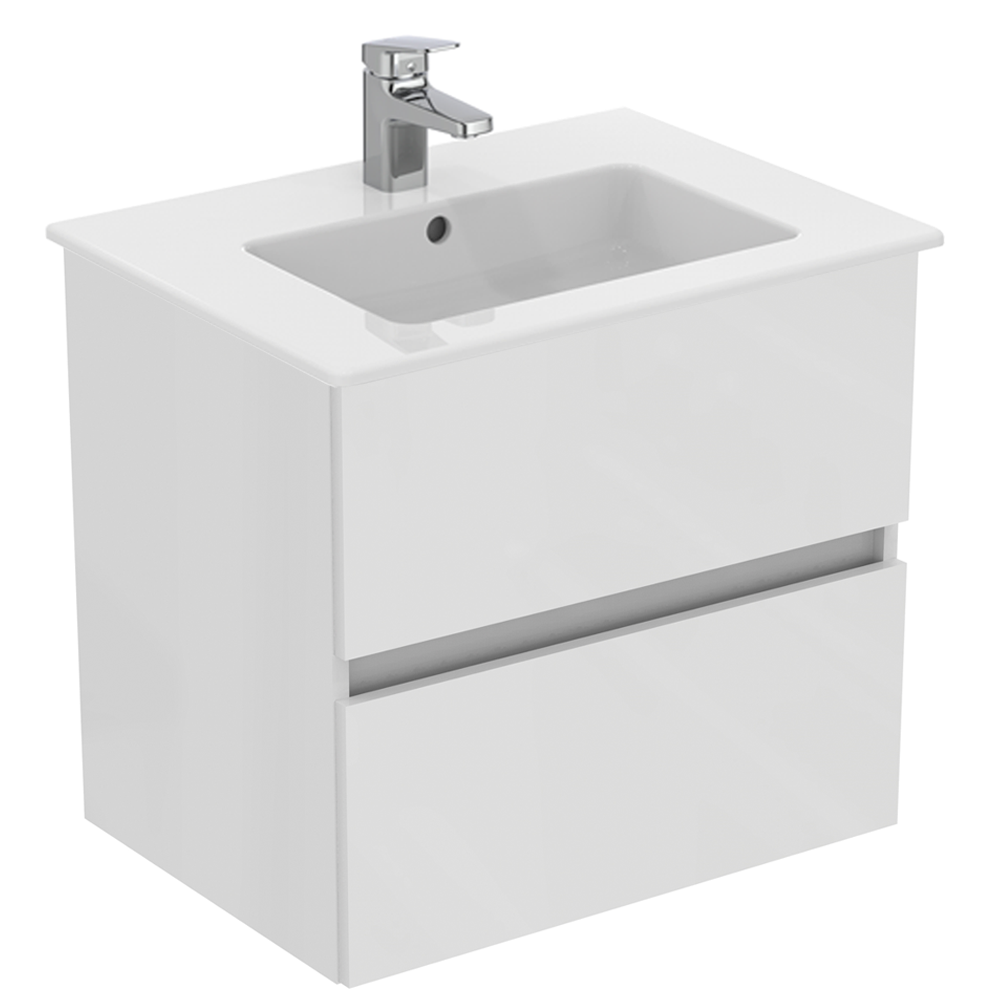 Ideal Standard Eurovit+ 60cm Wall Hung 2 Draw Vanity Unit with Basin ...
