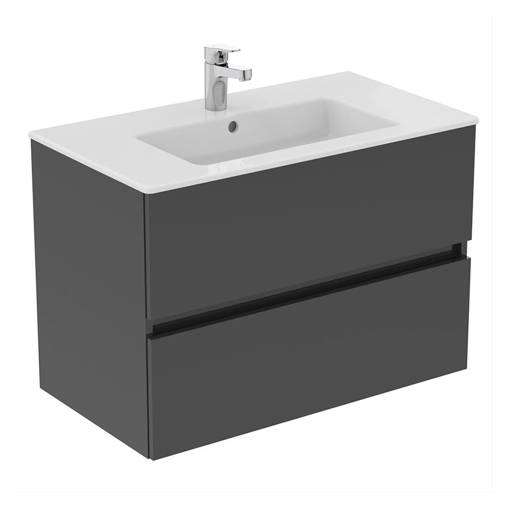 Ideal Standard Eurovit+ 80cm Wall Hung 2 Drawer Vanity Unit with Basin ...