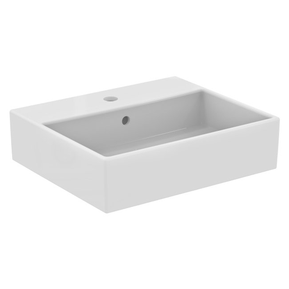 Ideal Standard i.life Quadra 50cm Rectangular Countertop Basin 1TH with ...