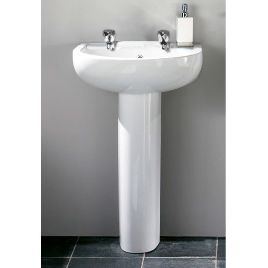 Impact 2 Tap Hole 550 Basin and Pedestal Set at Victorian Plumbing UK