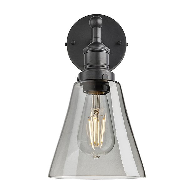 Industville Brooklyn 6" Tinted flask Glass Wall Light - Smoke Grey