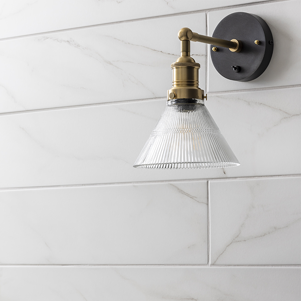 Industville Brooklyn 7" Glass Funnel Wall Light - Brass Holder - BR ...