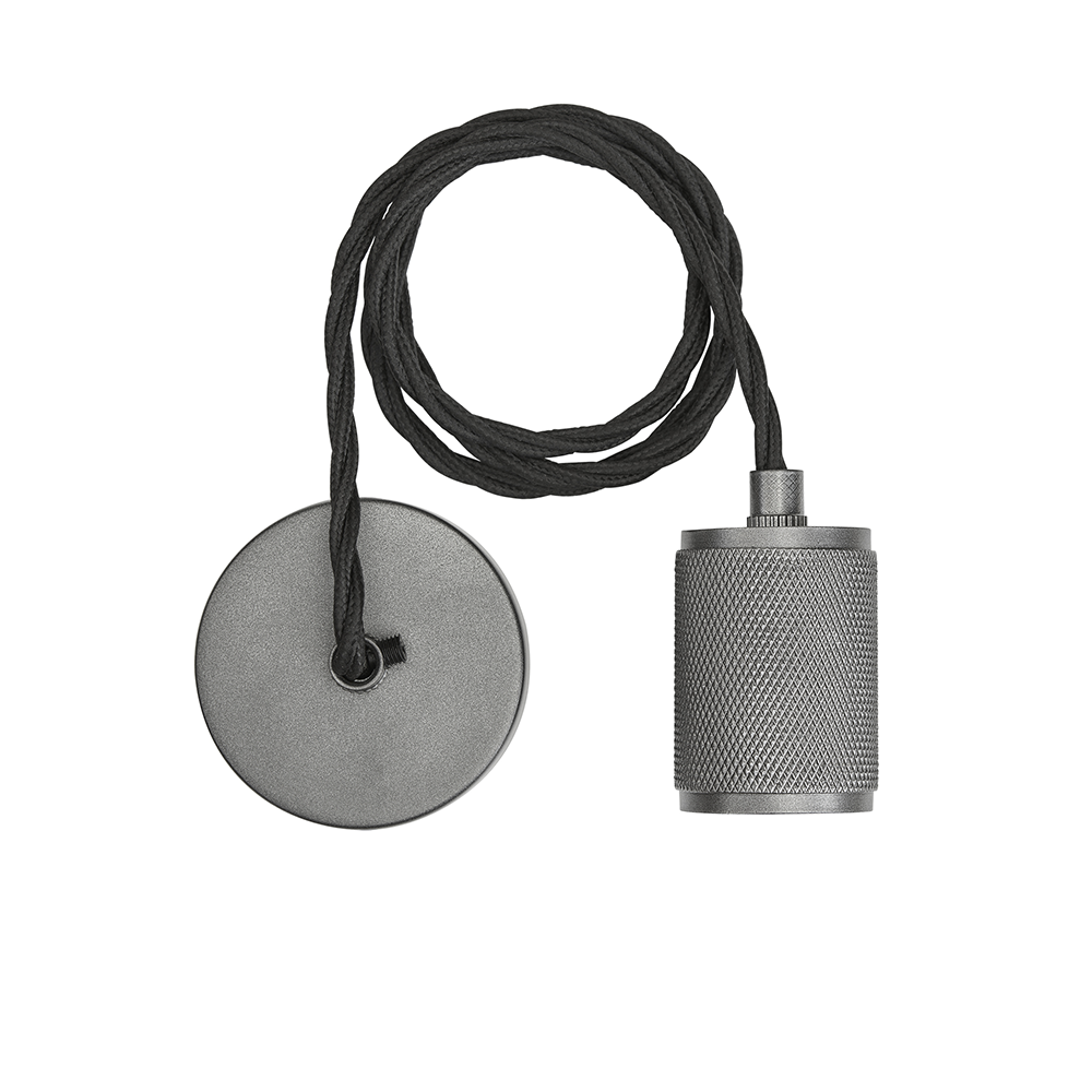Industville Knurled Edison Pendant Light - 1 Wire - Pewter