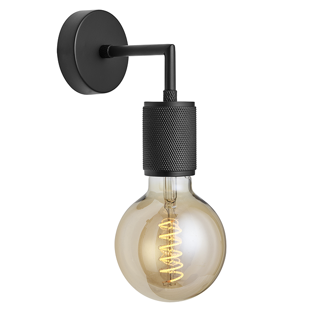 Industville Knurled Edison Double Wall Light - Black