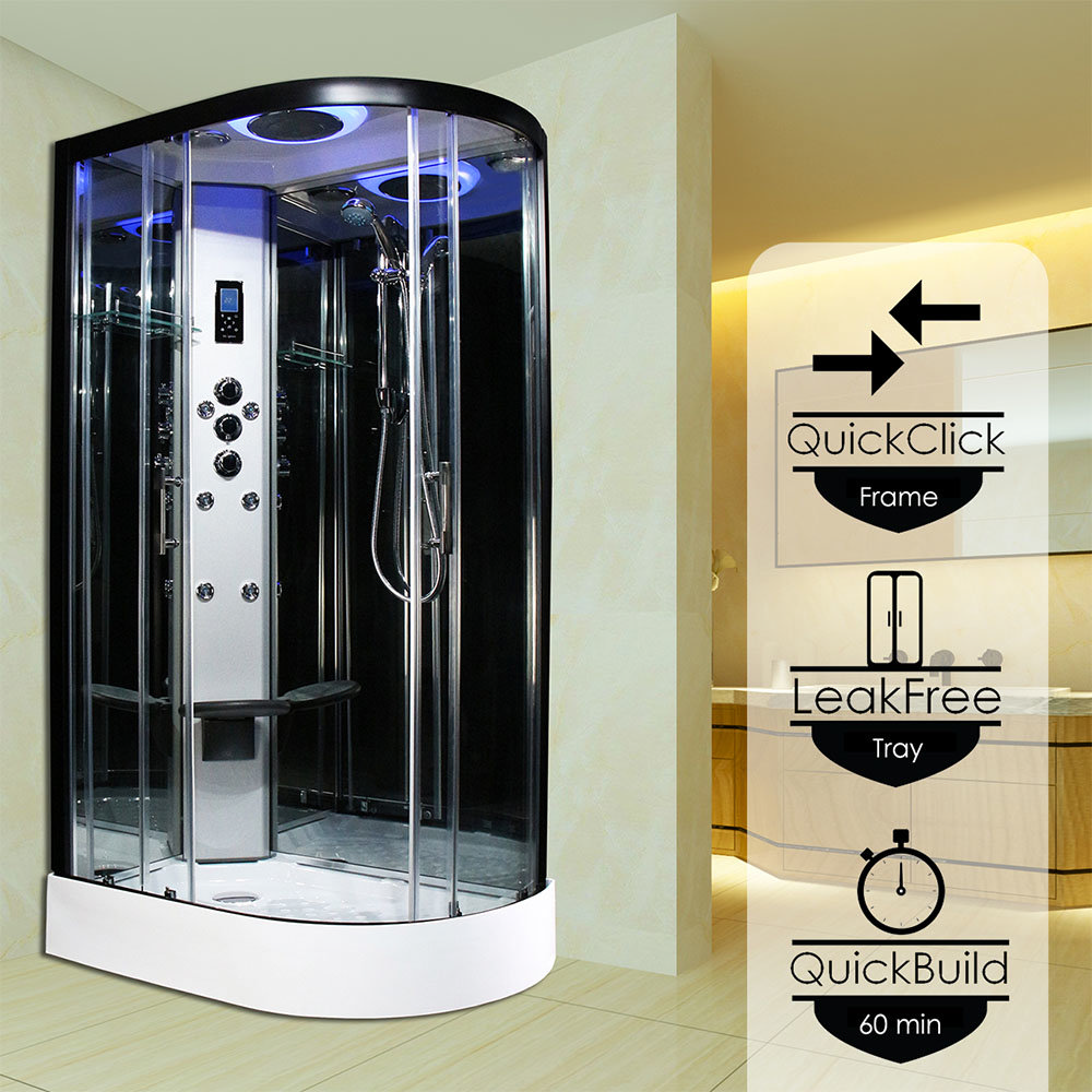 Insignia Premium 1100 x 700mm Shower Cabin Black Frame | Victorian ...