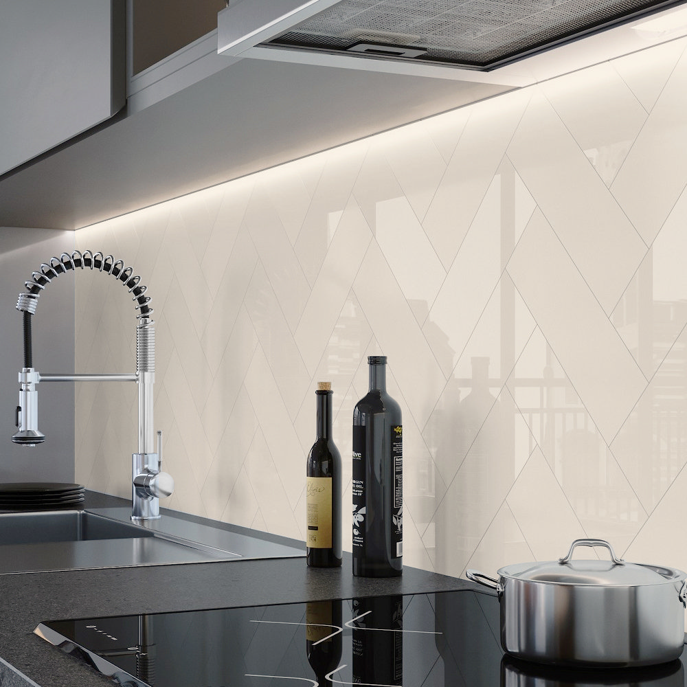 Jasper Metro Gloss Beige Flat Wall Tiles 100 X 300mm Victorian