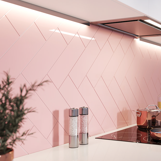 Jasper Metro Pink Flat Wall Tiles - 100 x 300mm