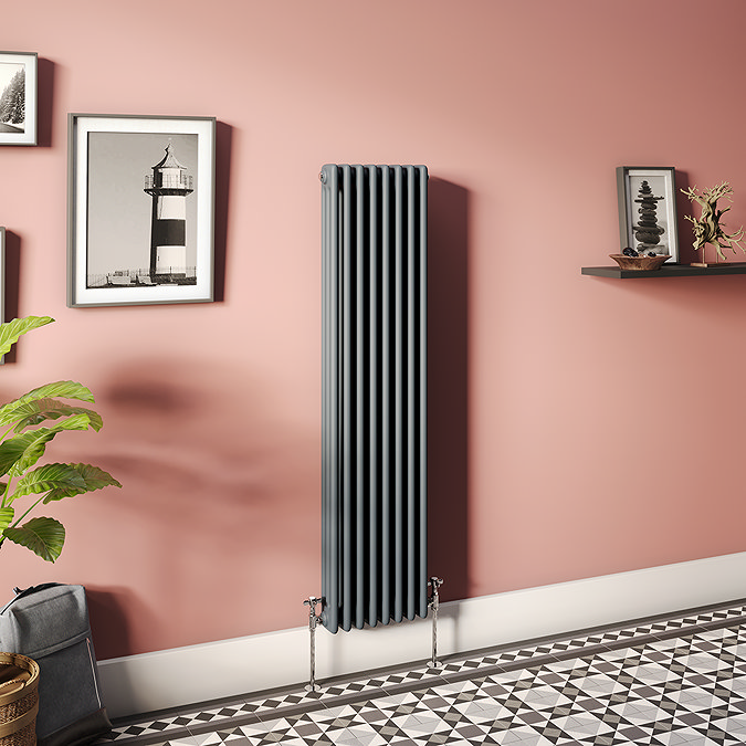 Keswick H1500 x W380mm Vertical Traditional Radiator Anthracite 3 ...