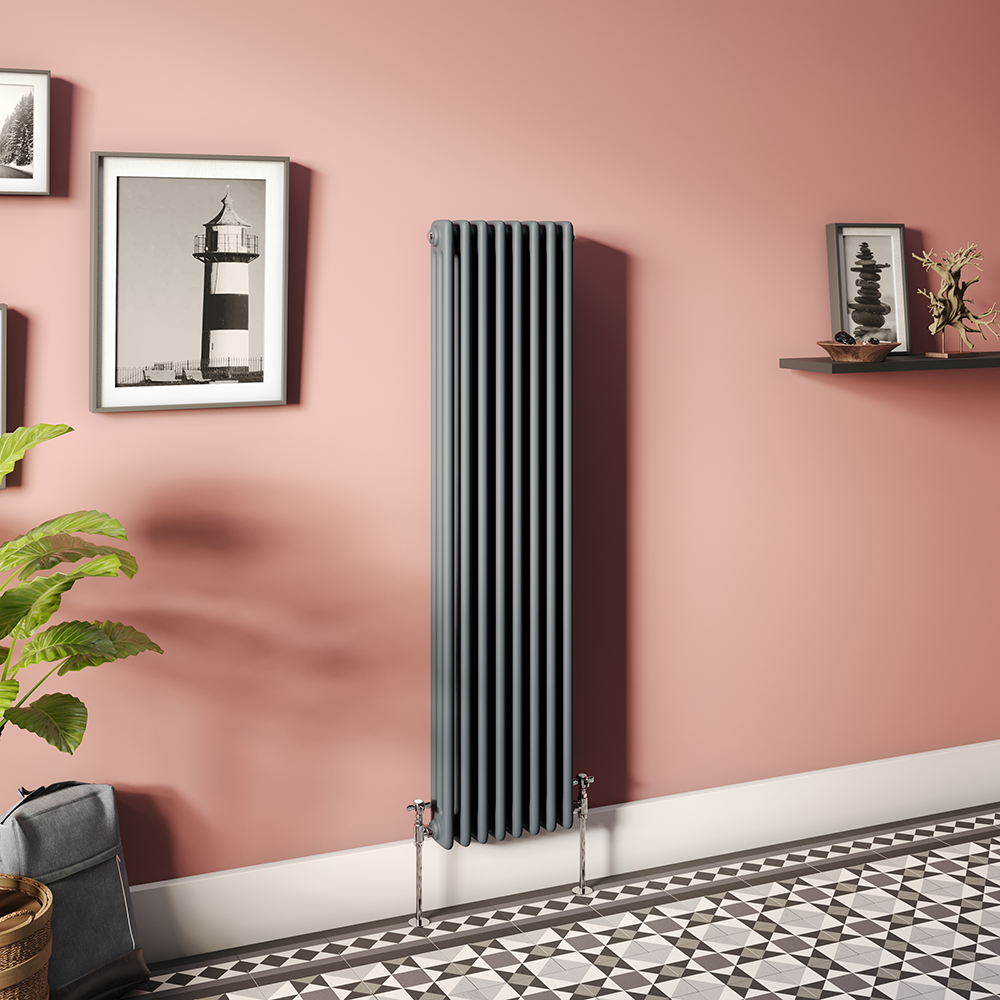 Keswick H1500 x W380mm Vertical Traditional Radiator Anthracite 3 ...