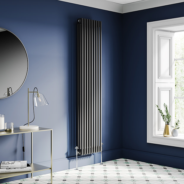 Keswick 1800 x 380mm Cast Iron Style Traditional 3 Column Matt Black ...