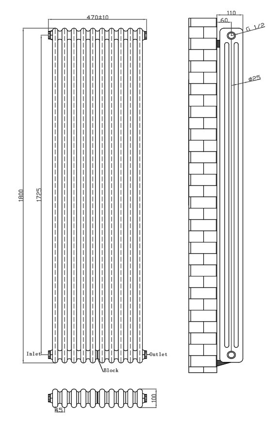 Keswick 1800 x 468mm Cast Iron Style Traditional 3 Column White ...