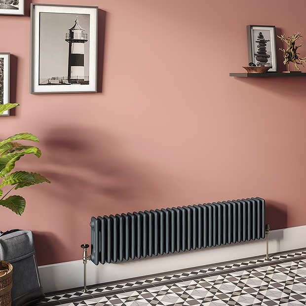 Keswick 300 x 1355mm Cast Iron Style Traditional 3 Column Anthracite ...