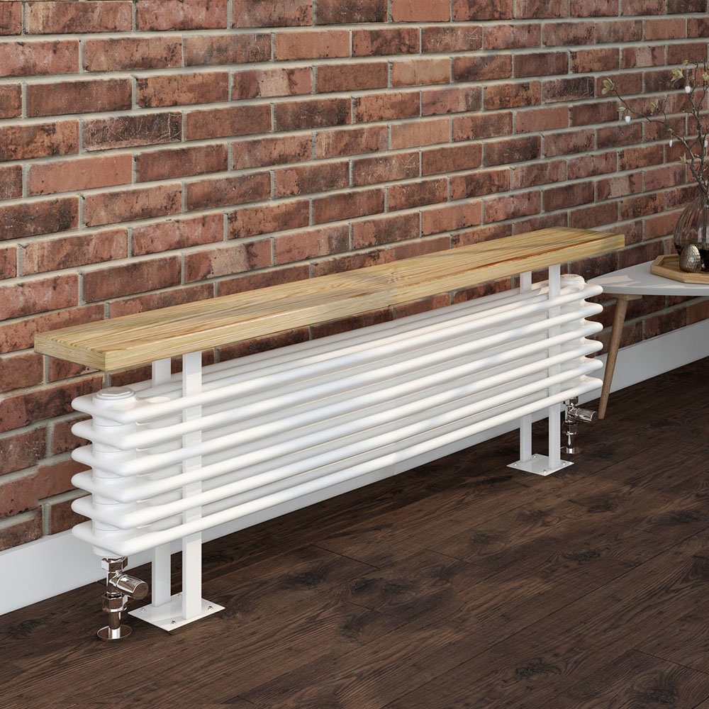 Keswick 480 x 1200mm Cast Iron Style 4 Column White Bench Radiator ...