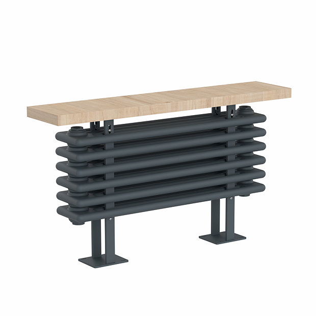 Keswick 480 x 850mm Cast Iron Style 4 Column Anthracite Bench Radiator ...