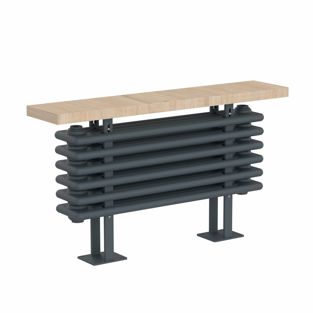 Keswick 480 x 850mm Cast Iron Style 4 Column Anthracite Bench Radiator ...