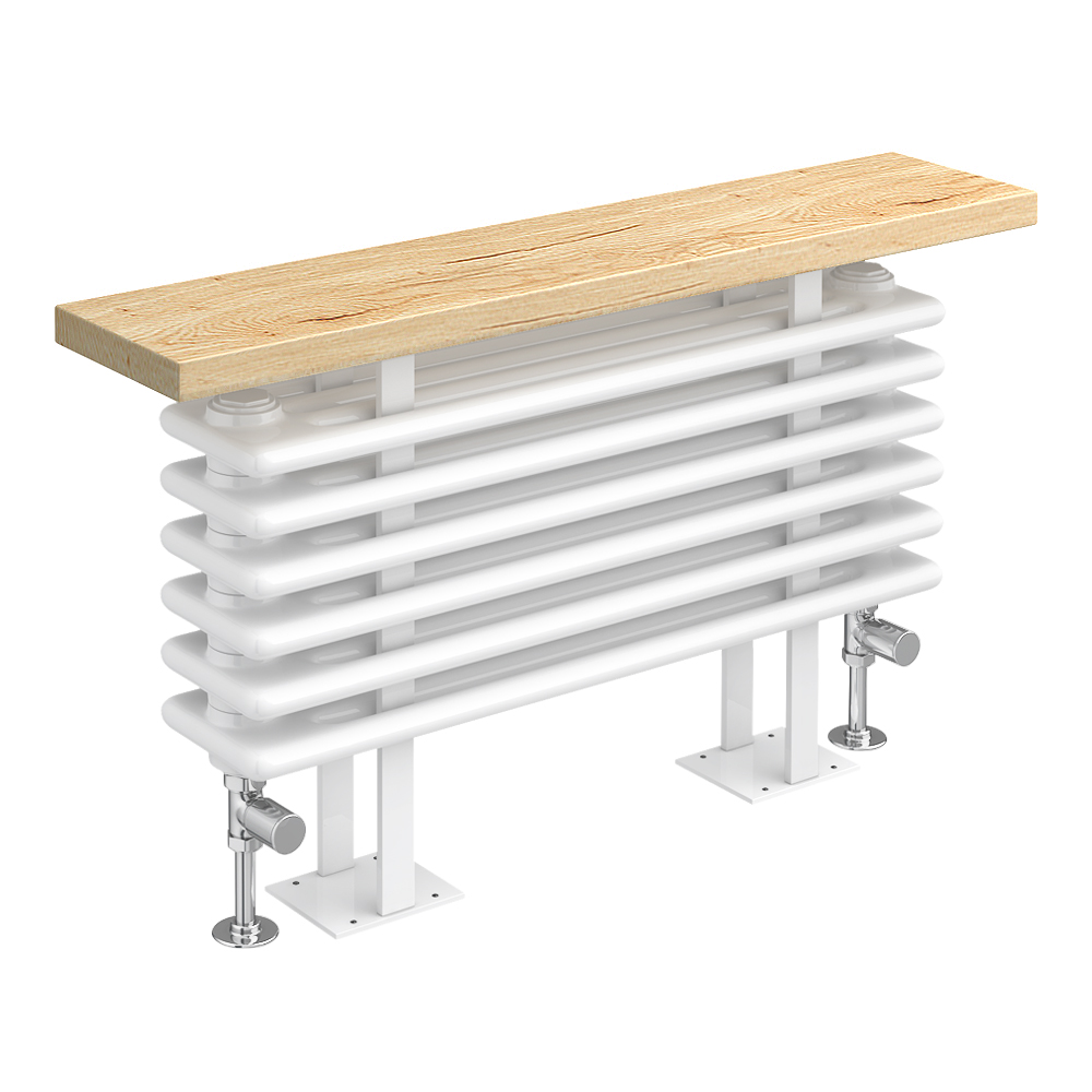 Keswick 480 x 850mm Cast Iron Style 4 Column White Bench Radiator ...
