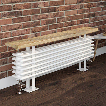 Keswick 480 x 850mm Cast Iron Style 4 Column White Bench Radiator ...