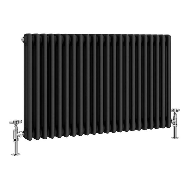 Keswick 600 x 1010mm Cast Iron Style Traditional 3 Column Matt Black ...